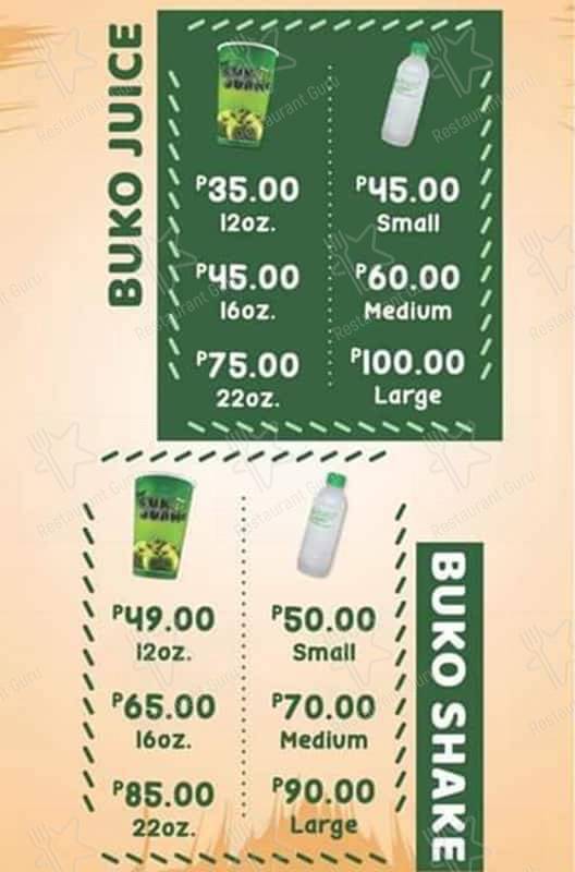 Menu at Buko-Juan pub & bar, Pasig, SM Megamall Transport Terminal