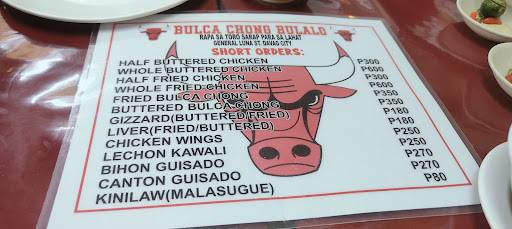 Menu at BULCA CHONG restaurant, Davao City