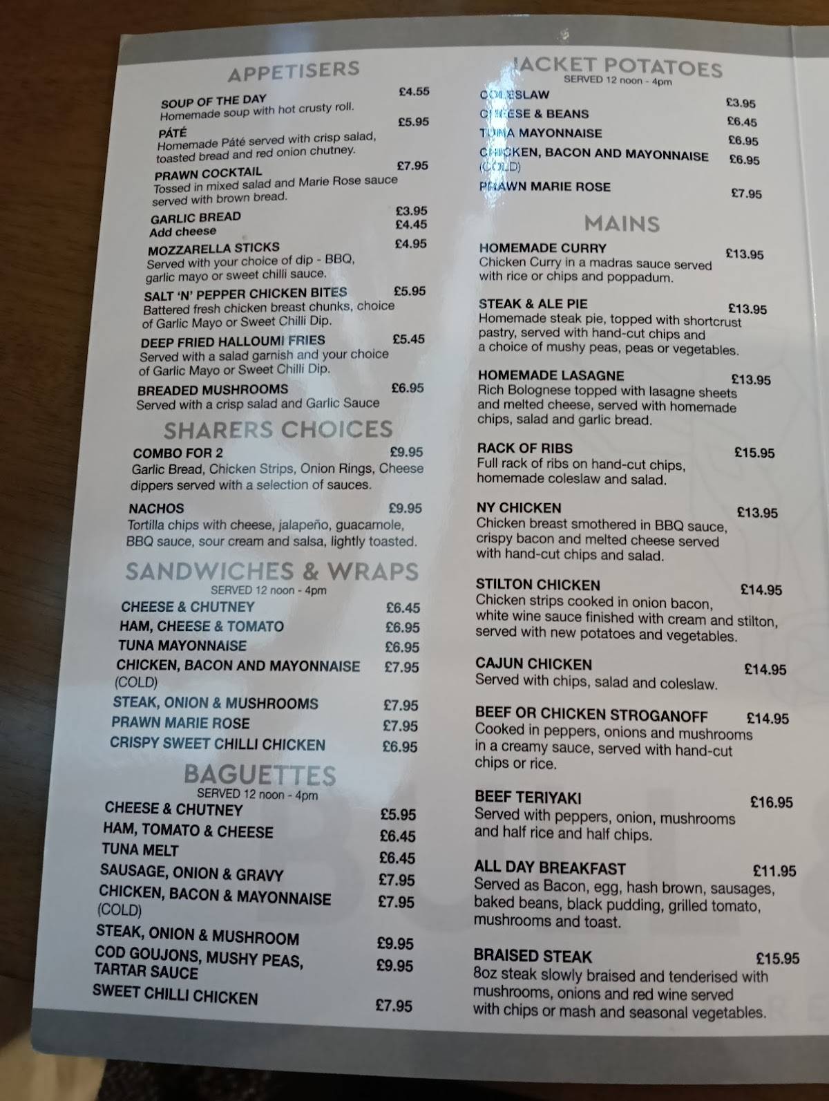 Menu at Bull & Dog pub & bar, St Helens