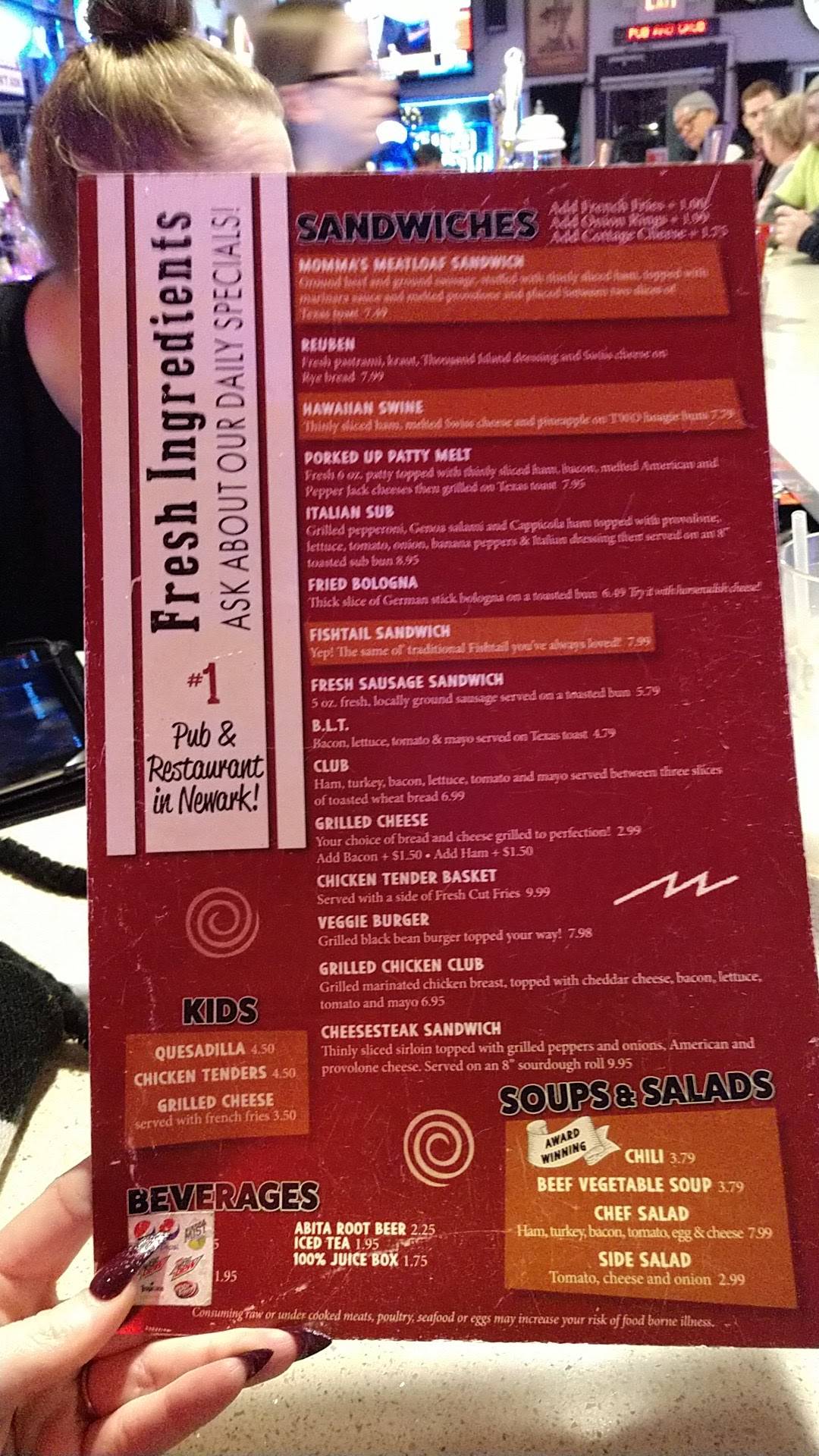 Menu at Bummie's On Main restaurant, Newark