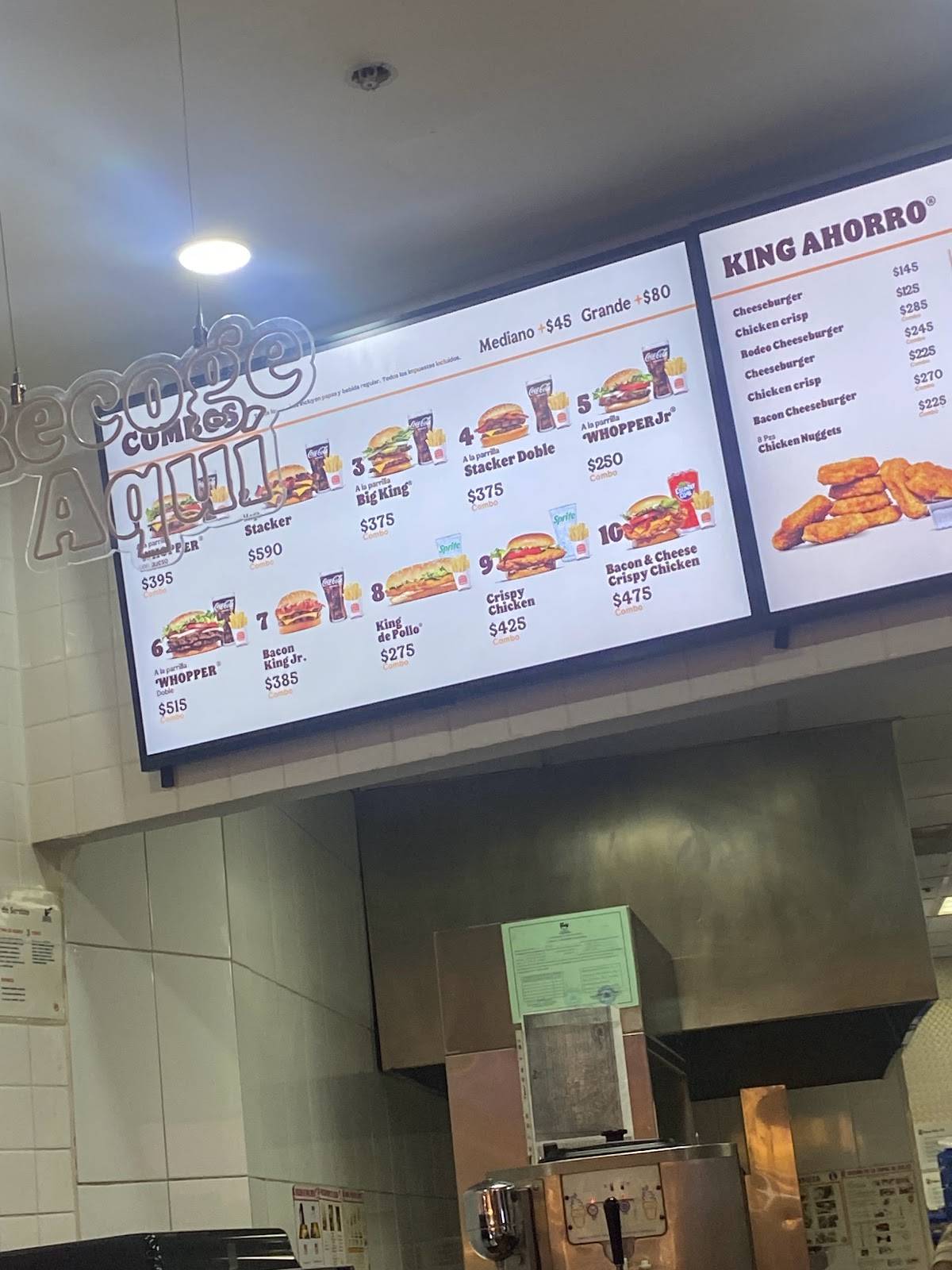 Carta del restaurante Burger King • Galería 360, Santo Domingo, Galeria 360