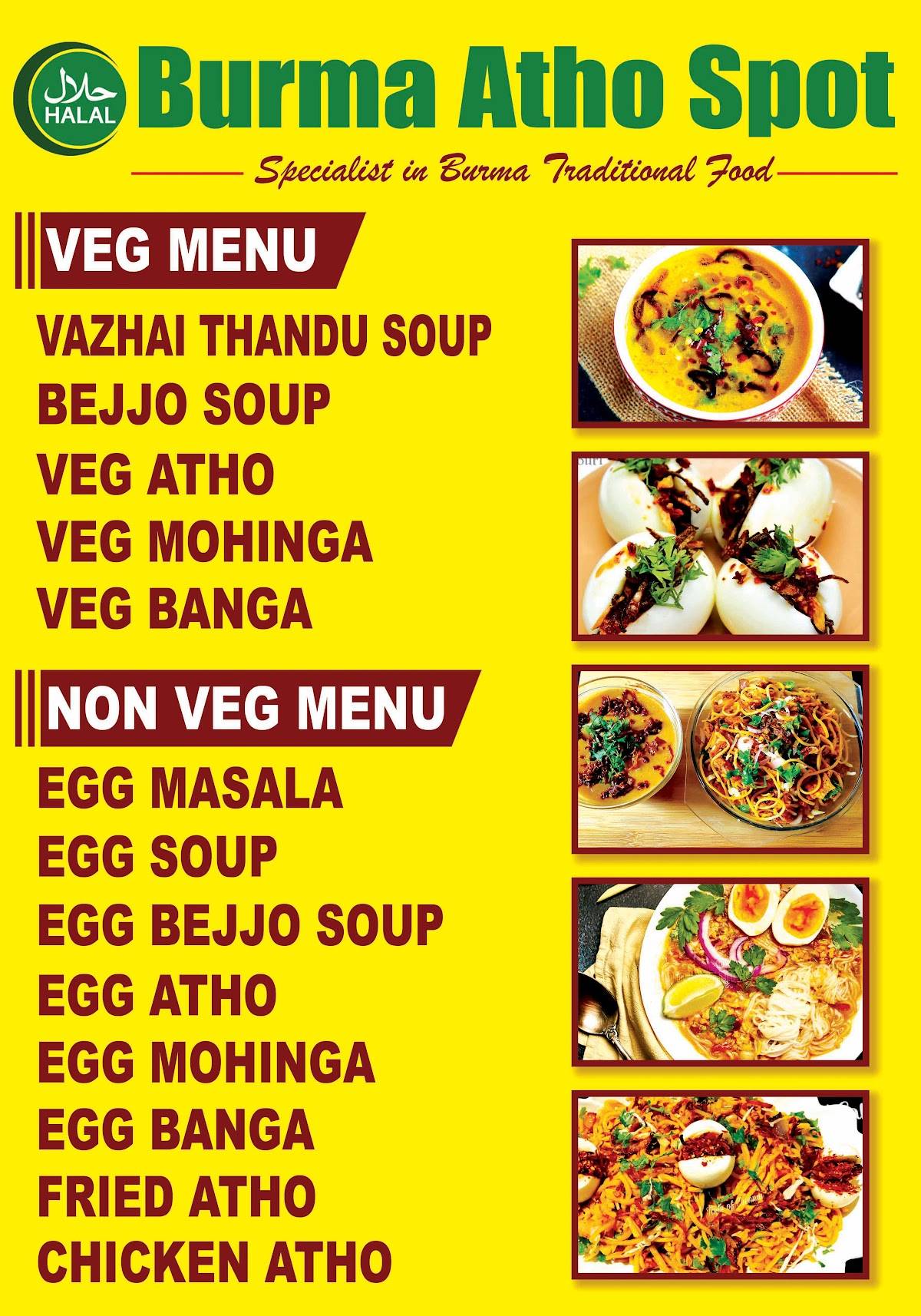 Menu at Burma Atho Spot, Chennai