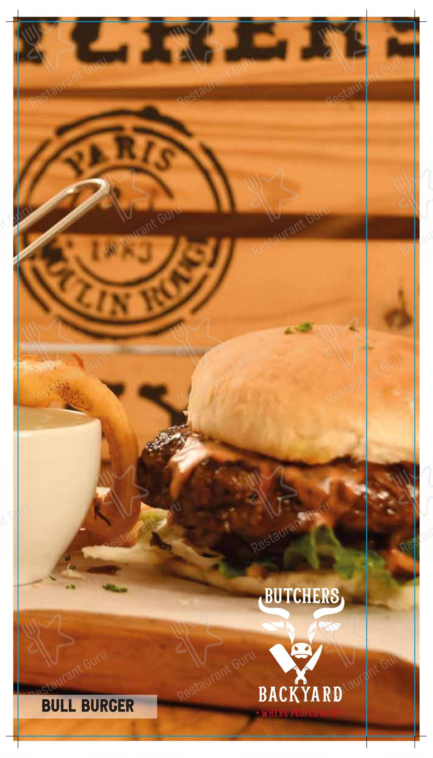 Menu at Butcher's Backyard restaurant, Benoni