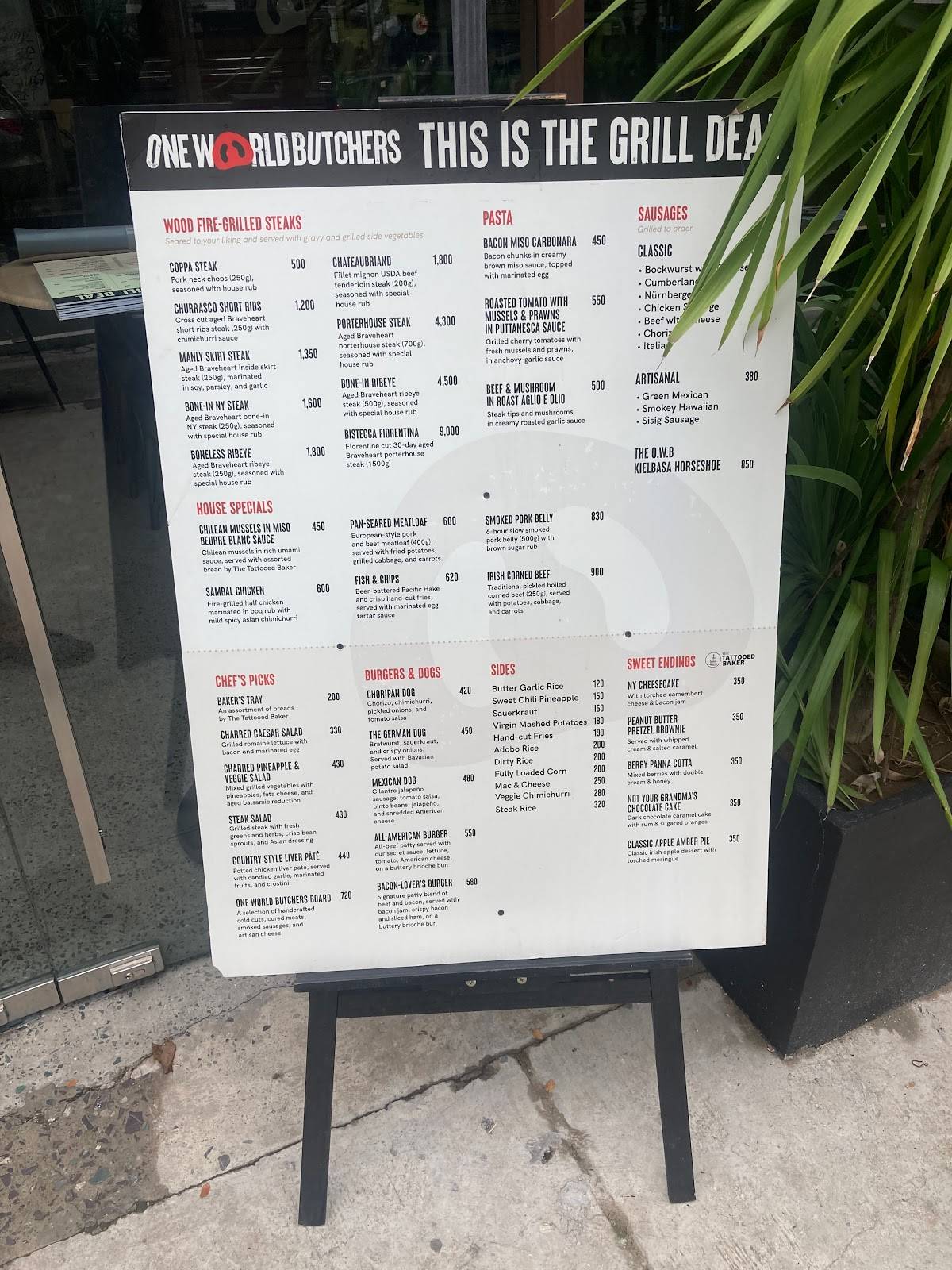 Menu at Butchers Manila restaurant, Makati