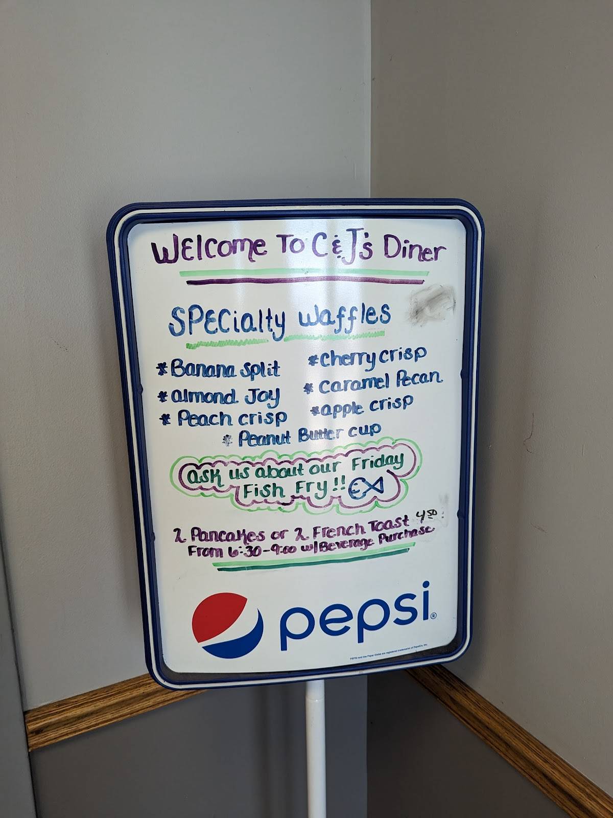 Menu at C&J's diner restaurant, Brunswick