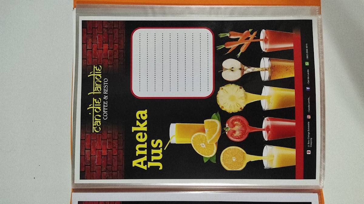 Menu at CAN'DIE LANDIE, Indonesia
