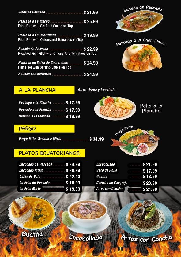 Menu at CEVICHE MIAMI restaurant, Hialeah