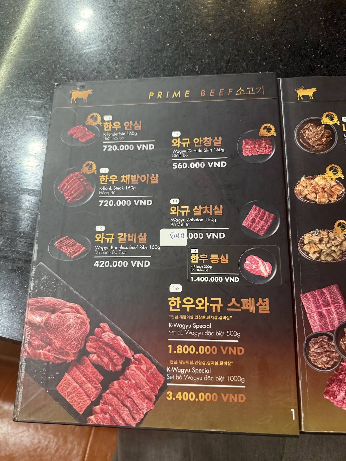Menu at CHEONGDAM BBQ & SUSHI, Ho Chi Minh City