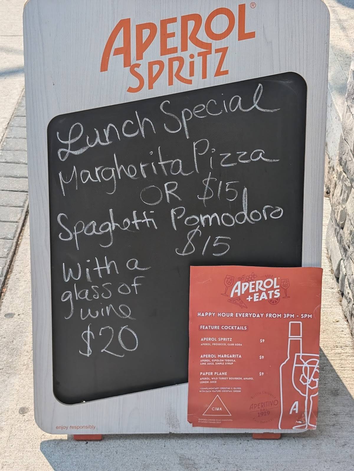 Menu at CIMA Enoteca restaurant, Hamilton