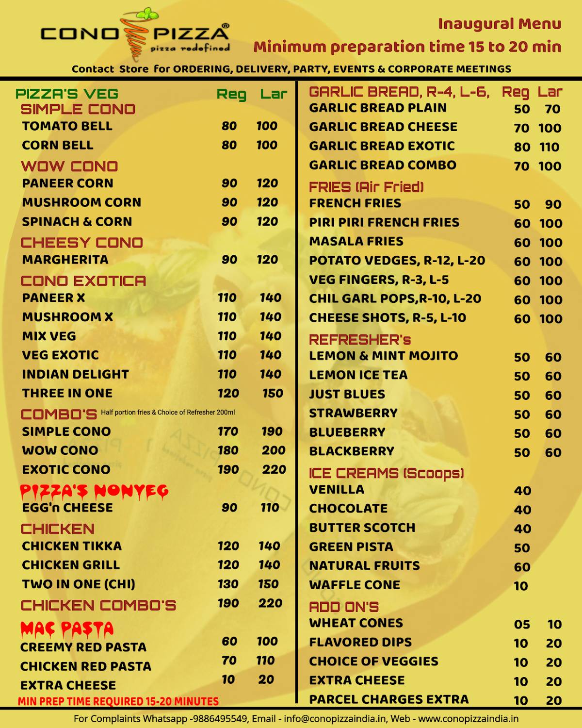 Menu at CONO PIZZA Christ College, Bengaluru