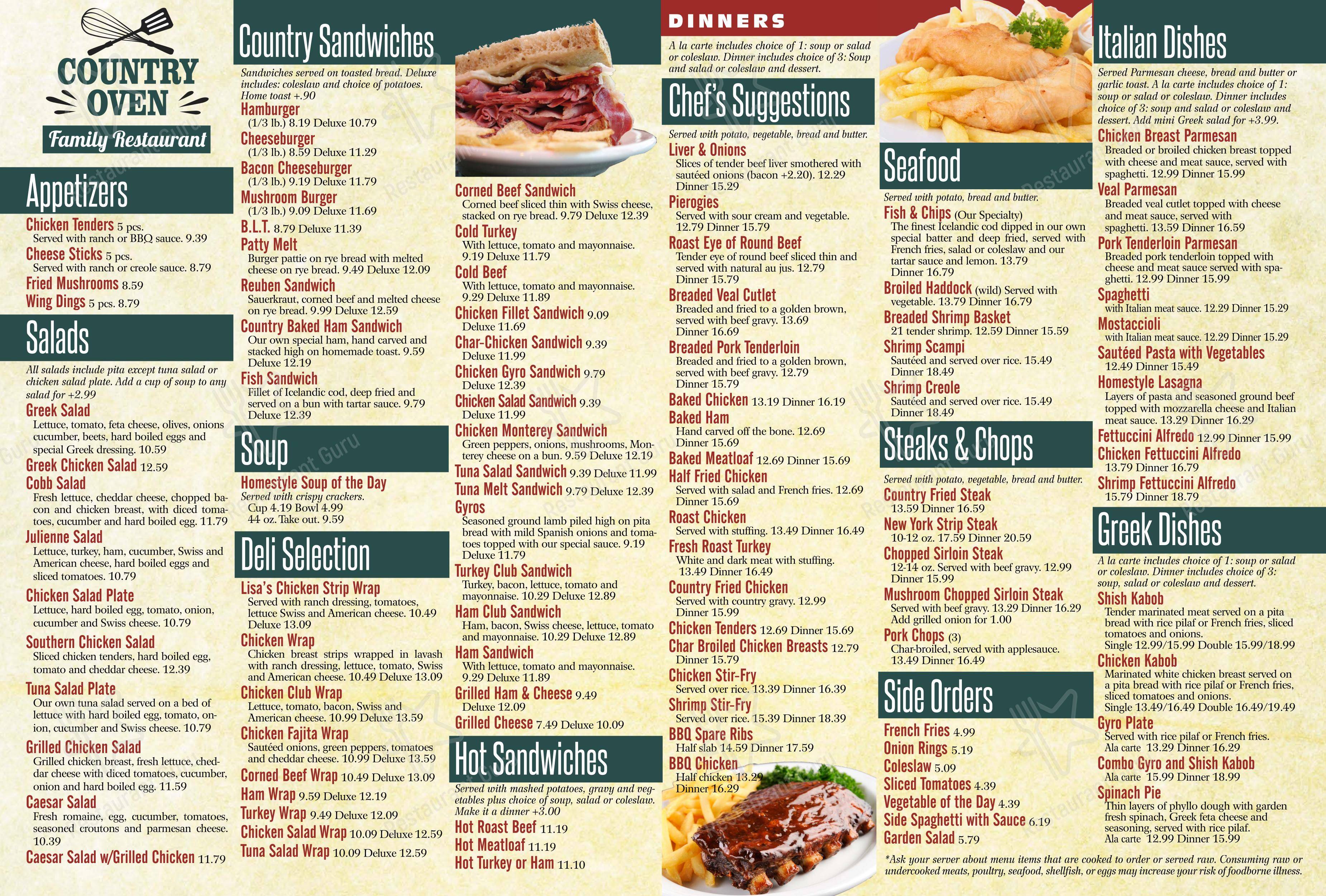 Menu at COUNTRY OVEN restaurant, Warren, Hoover Rd