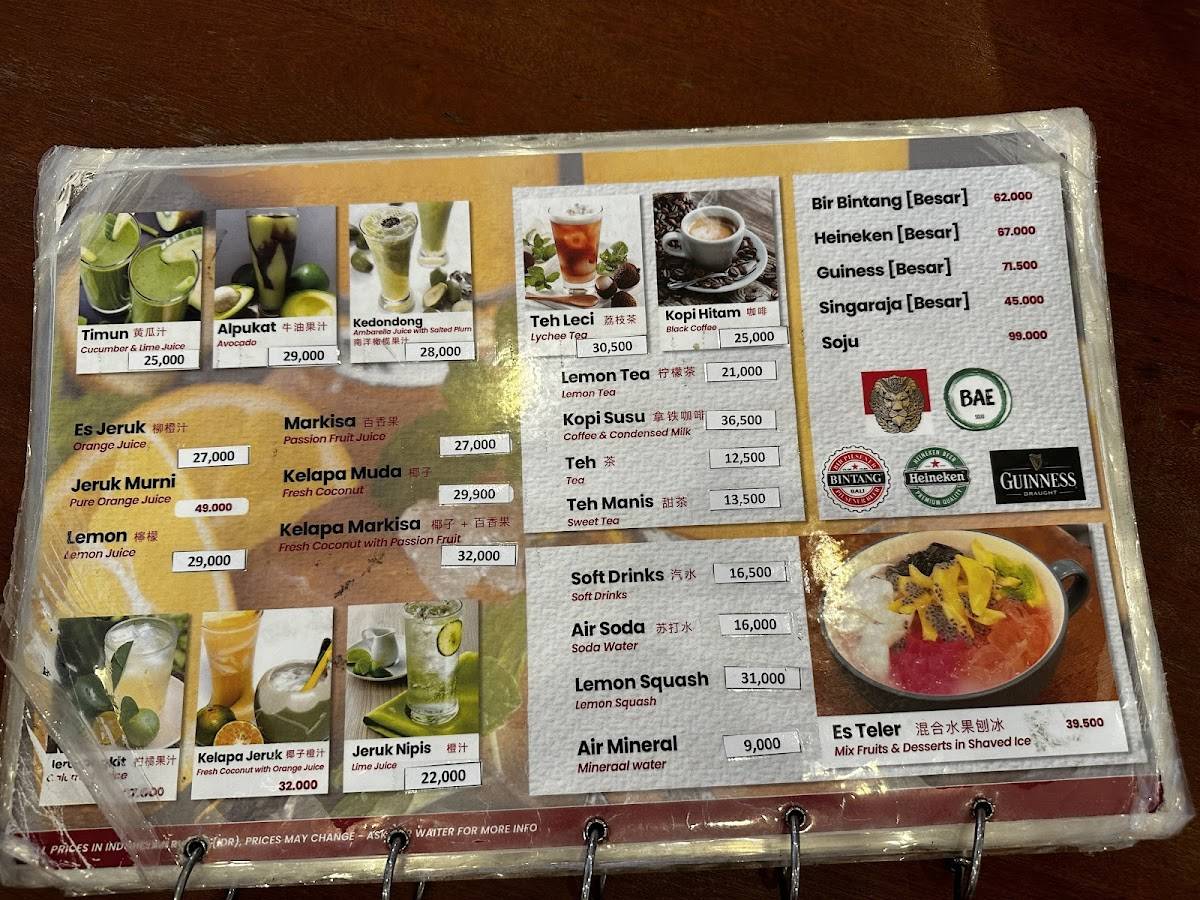 Menu at Cabe Ijo Sunter restaurant, North Jakarta, Jl. Danau Sunter ...
