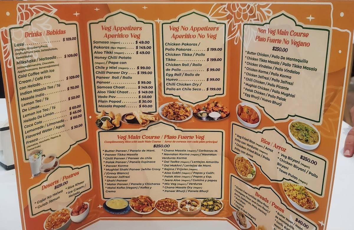 Menu at Rich Taste Of India restaurant, Cabo San Lucas
