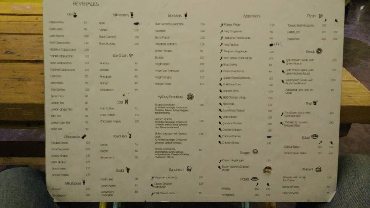 Menu at Caf-Eleven, Bengaluru