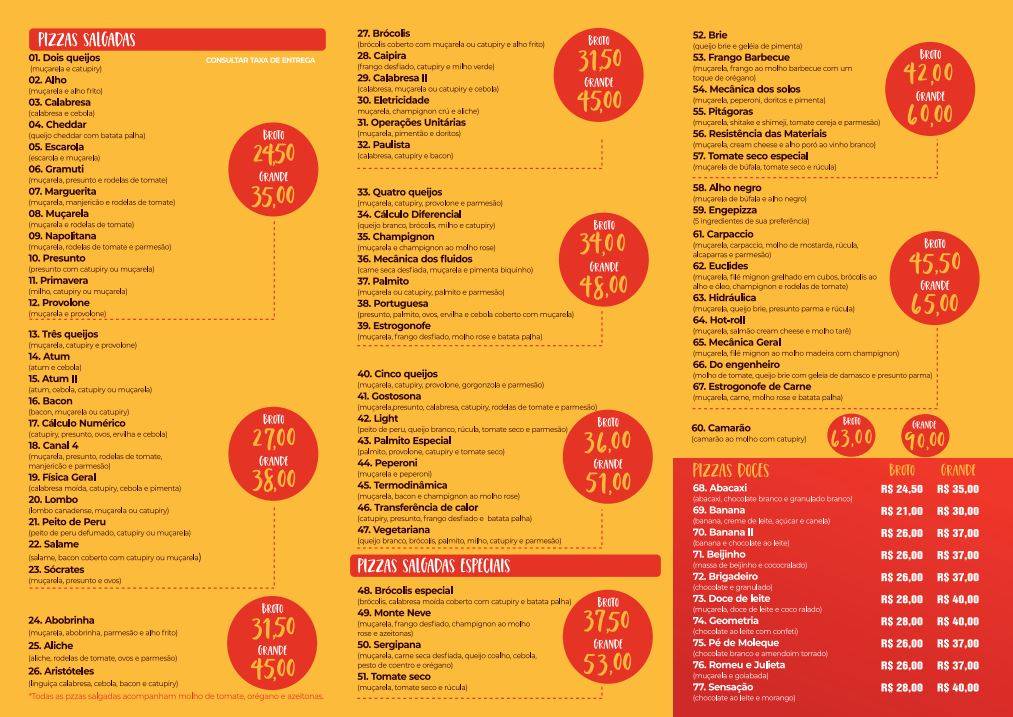Menu em Café com Pizza de Santos, Santos