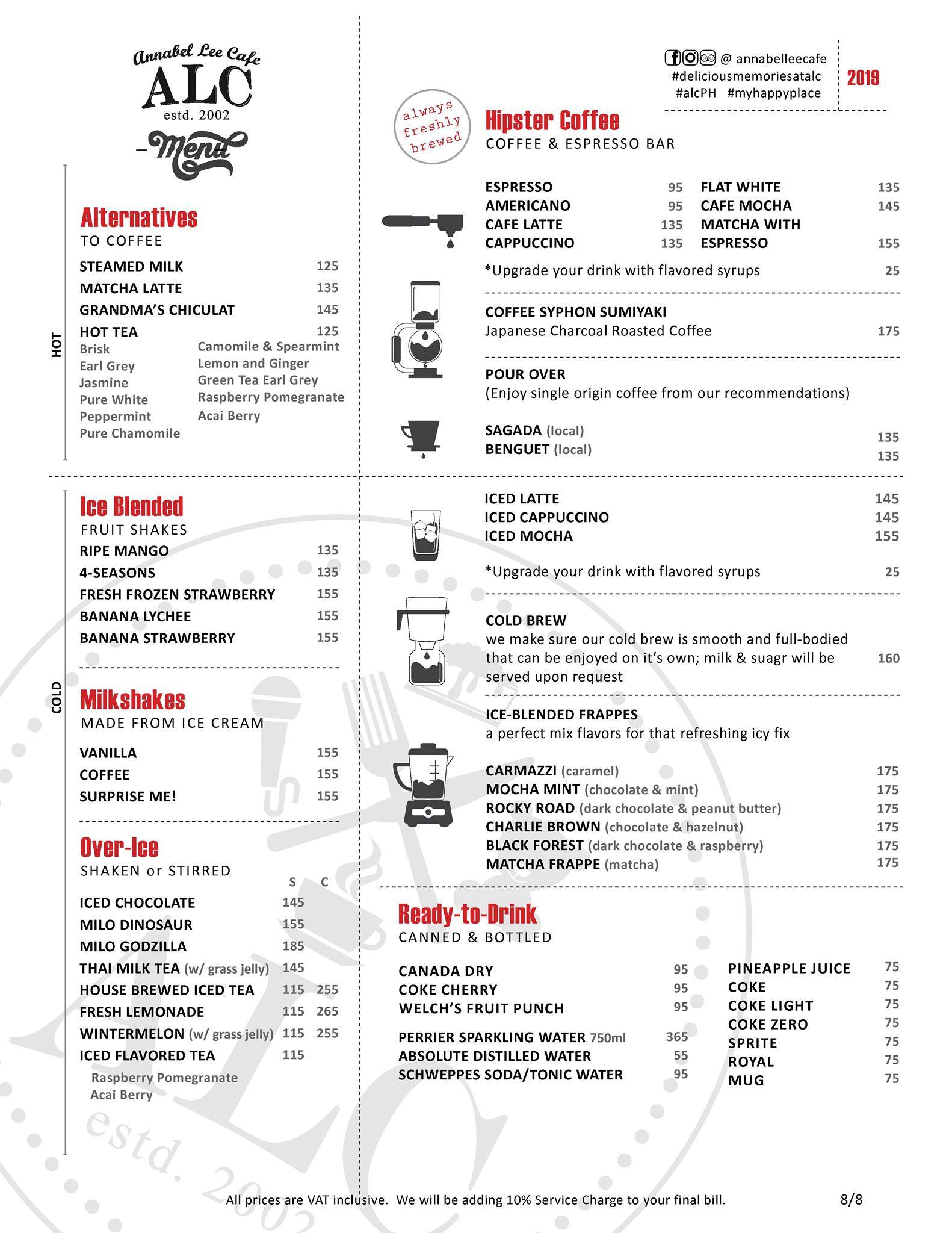 Menu at ALC Bistro restaurant, Pasig