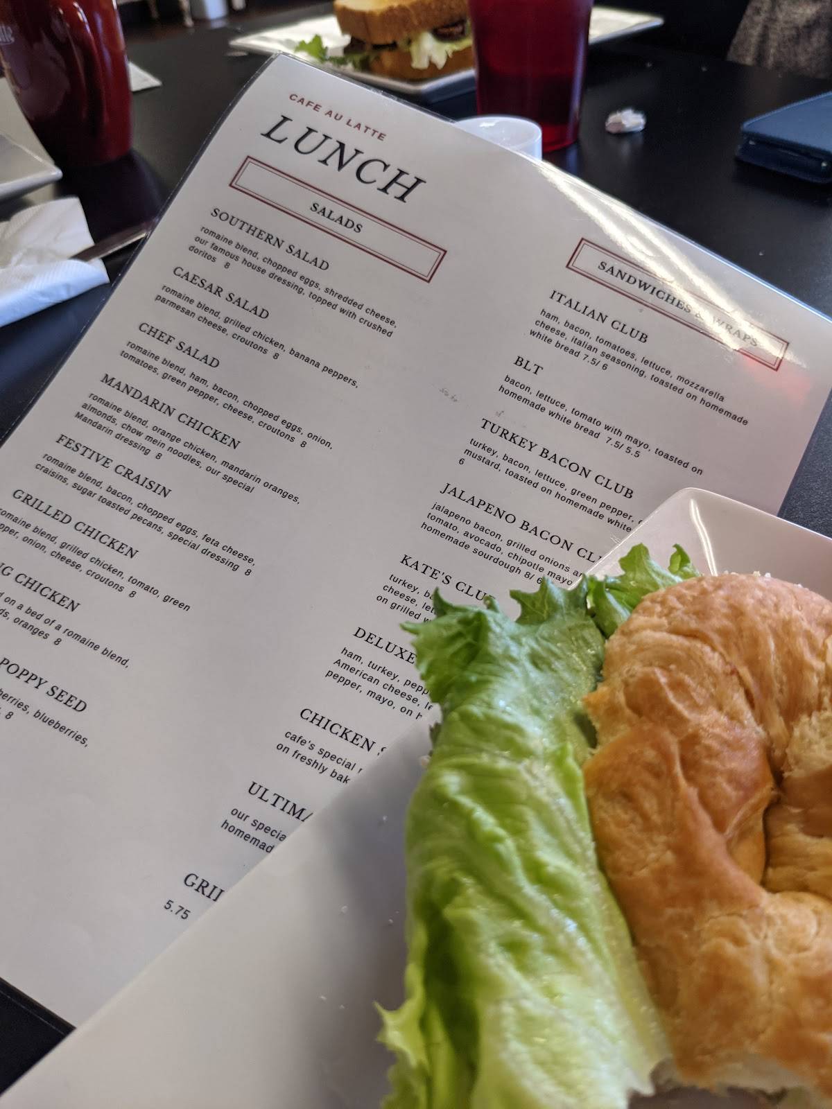 Menu at Cafe Au Latte, Mayfield, Paris Rd