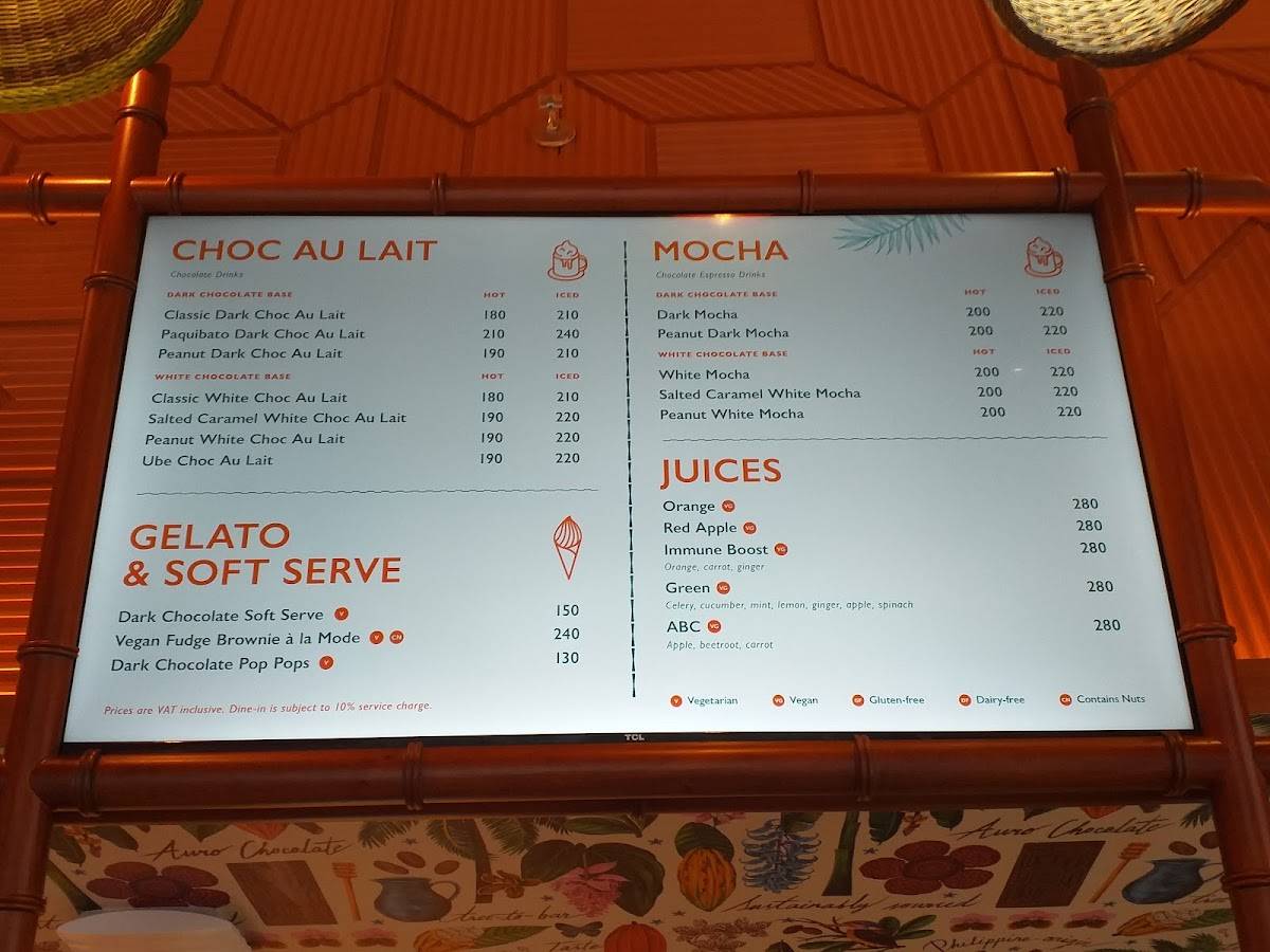 Menu at Auro Chocolate Cafe - BGC Flagship, Taguig