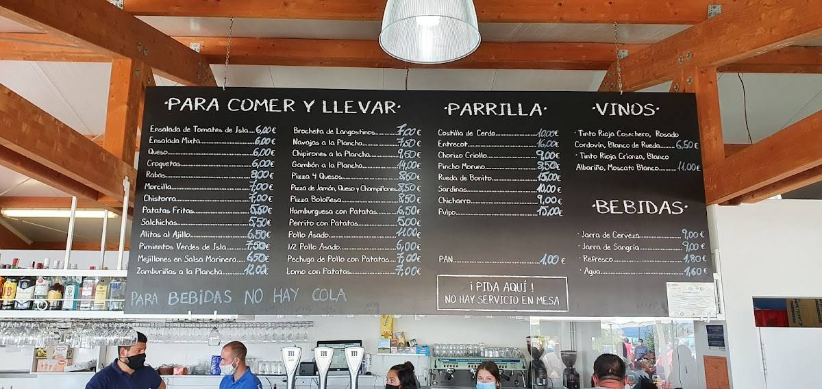 Carta de Bar la Mar(cerrado desde 2020), Arnuero