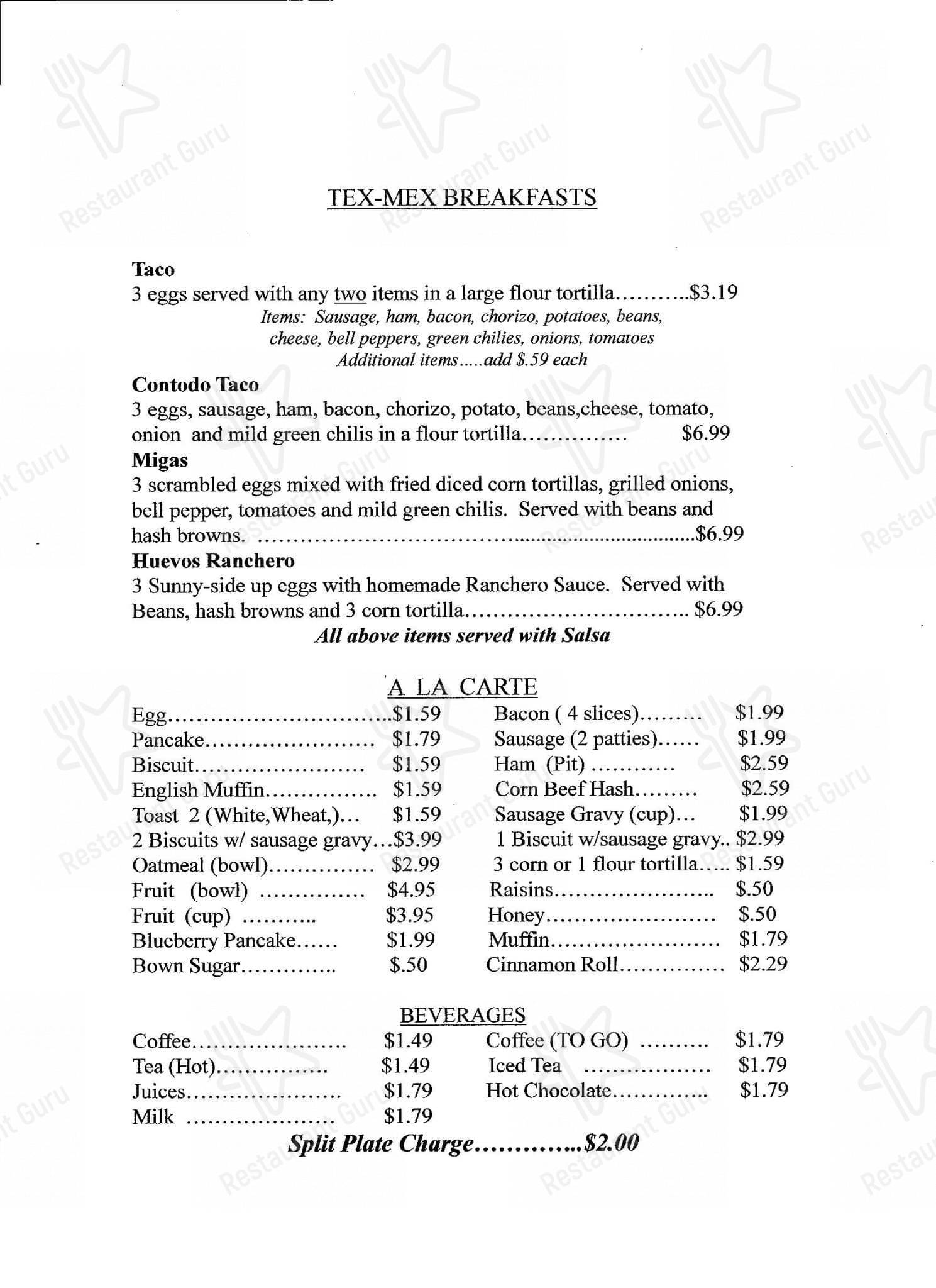 Menu at Bayside Cafe, Laguna Vista, 707 Santa Isabel Blvd #2647