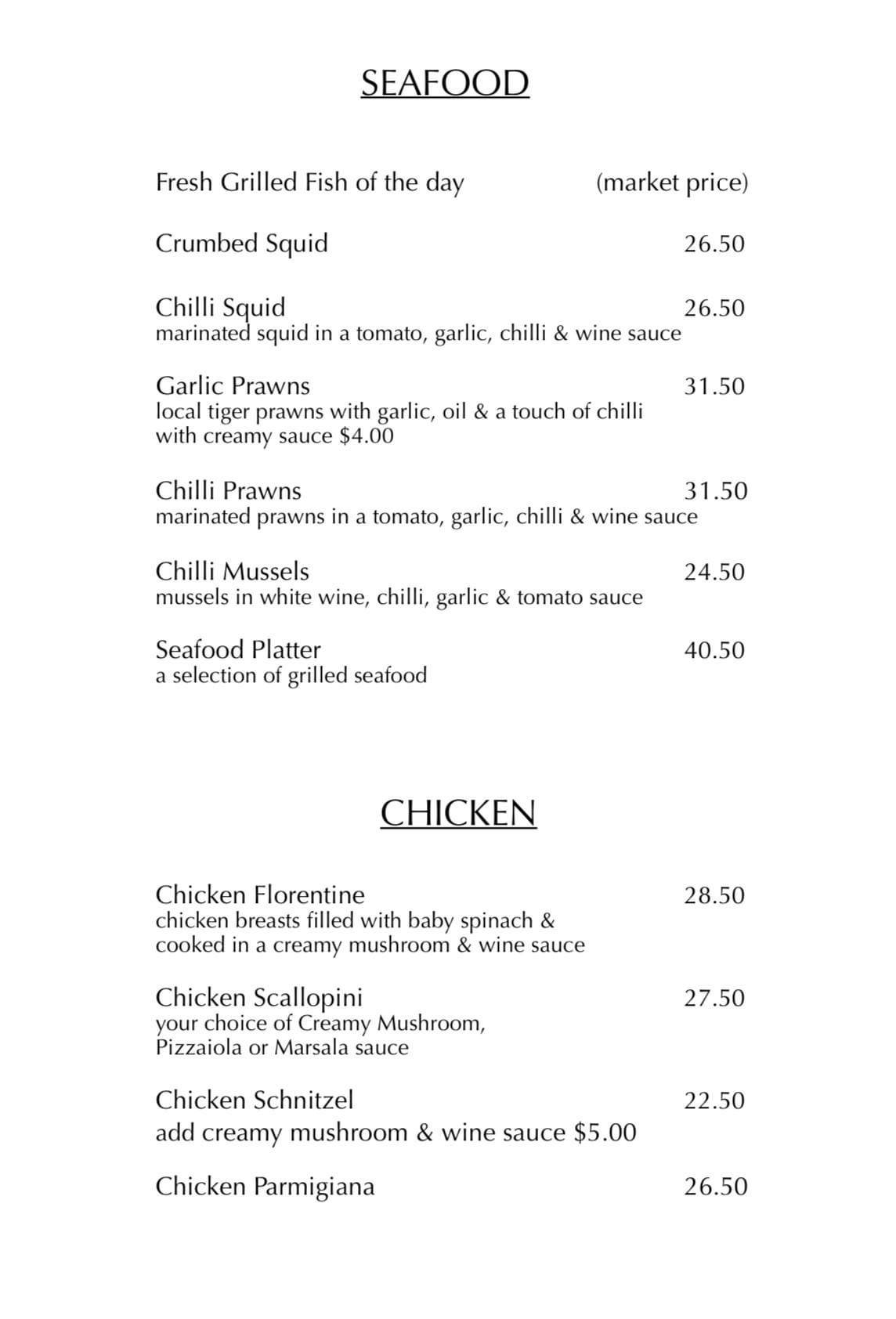 Menu at Cafe Bella Rosa, Carlisle