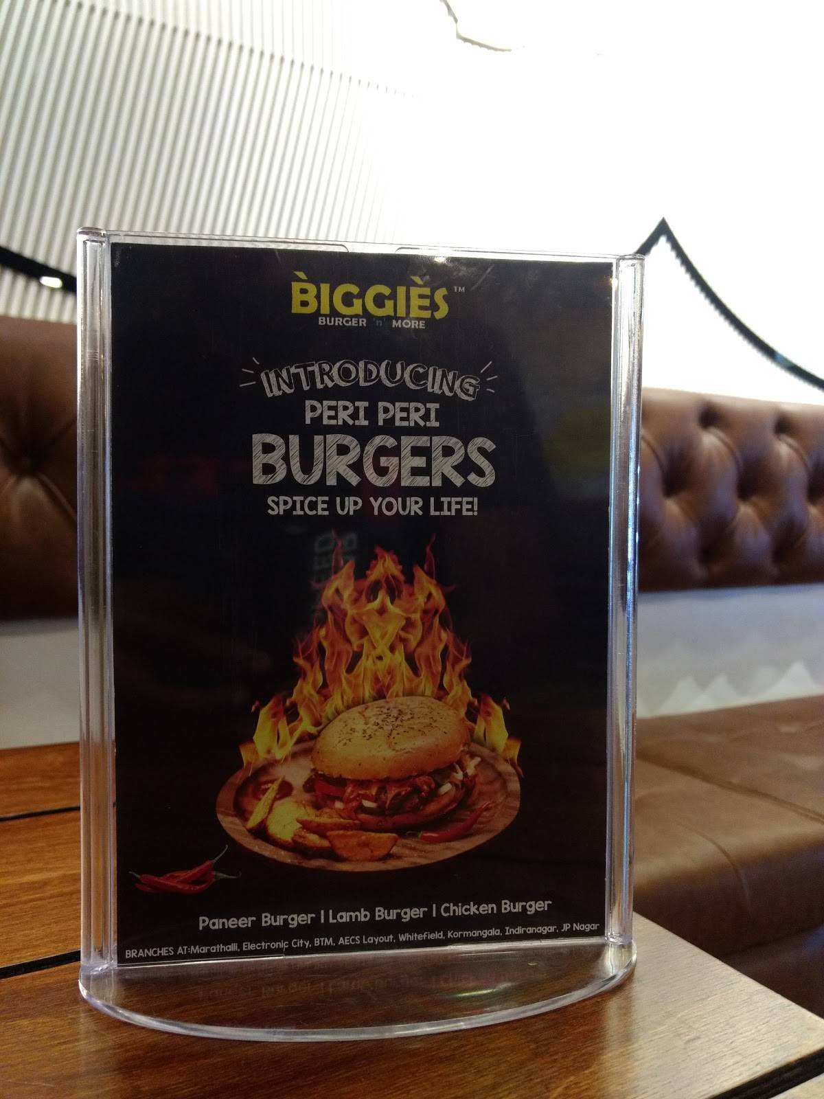 Menu at Biggies Burger : Indiranagar, Bengaluru, G J Complex
