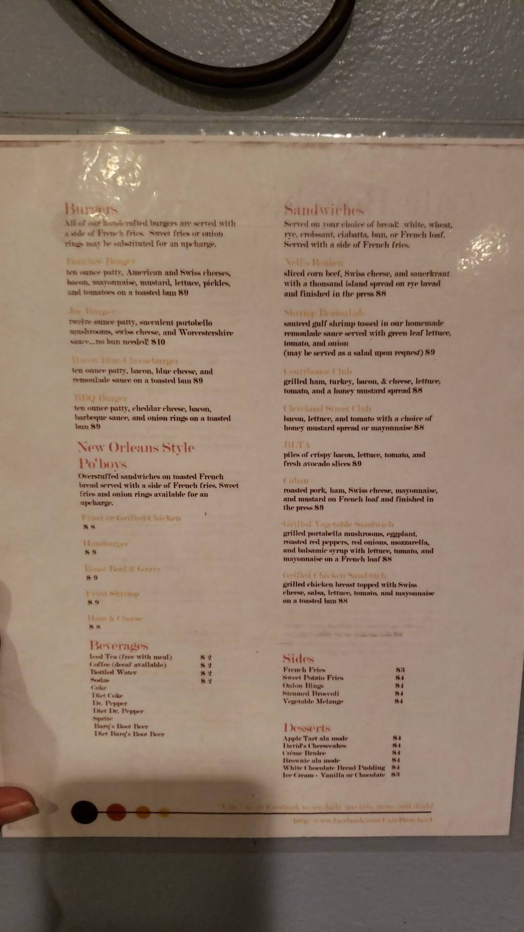 Menu at Cafe Bouchee, Franklinton, Cleveland St