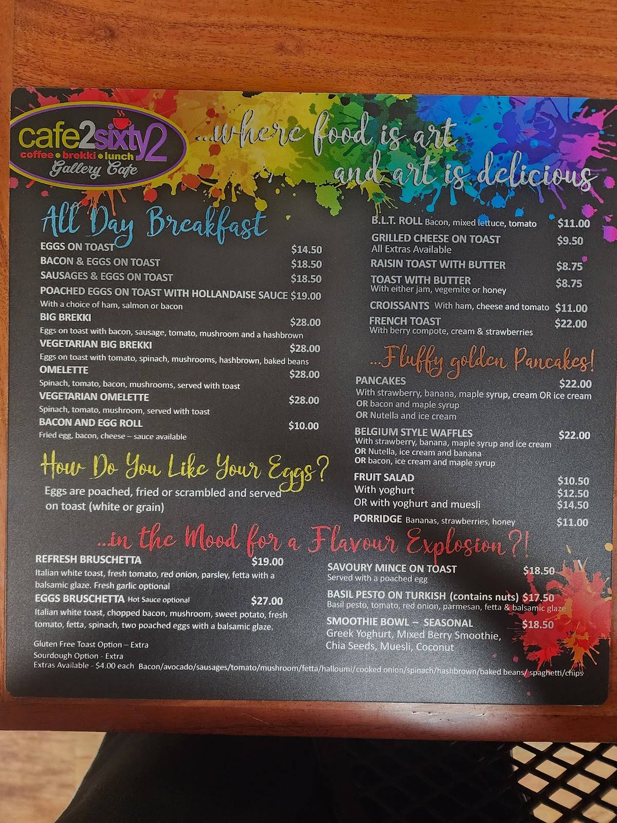 Menu at Cafe 2 Sixty 2, Griffith