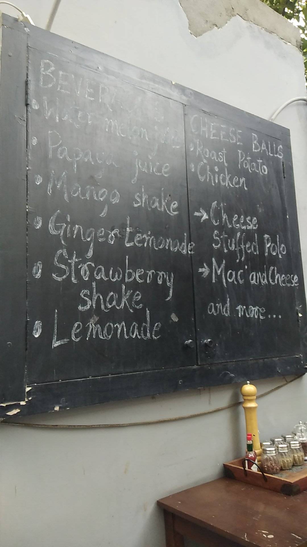 Menu at Cafe Chapter One, New Delhi