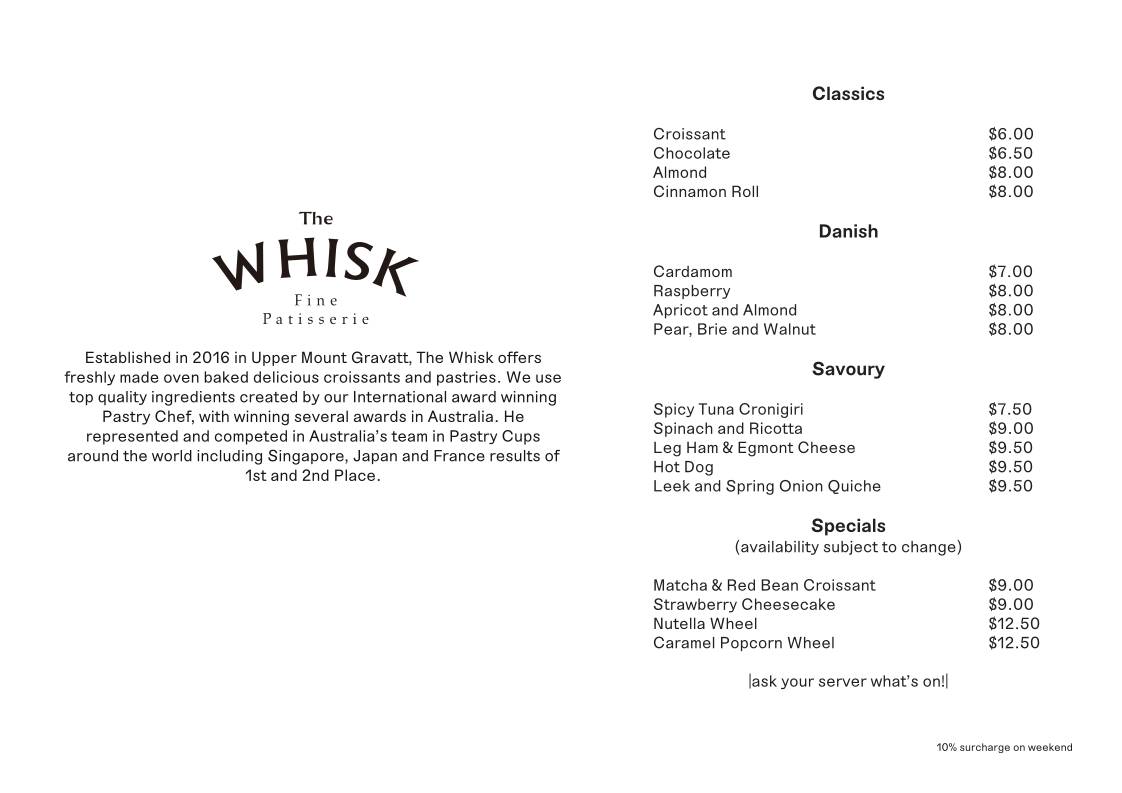 Menu at Coffee Anthology cafe, Brisbane City, 155 Charlotte St