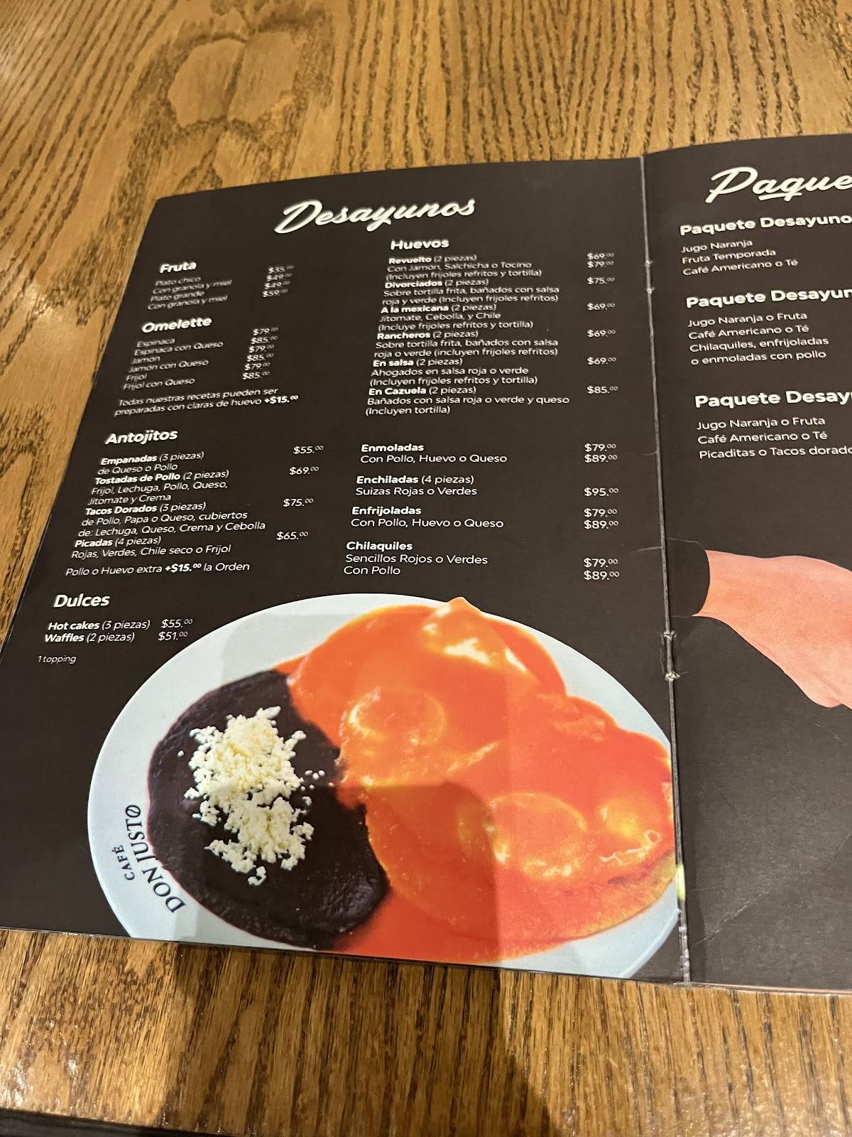 Carta de Café Don Justo, Xalapa Enríquez, Bajos del parque Juárez s/n