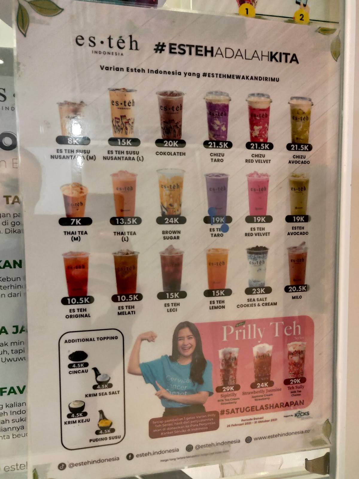 Carta del café Es Teh Indonesia - Monang Maning, Denpasar