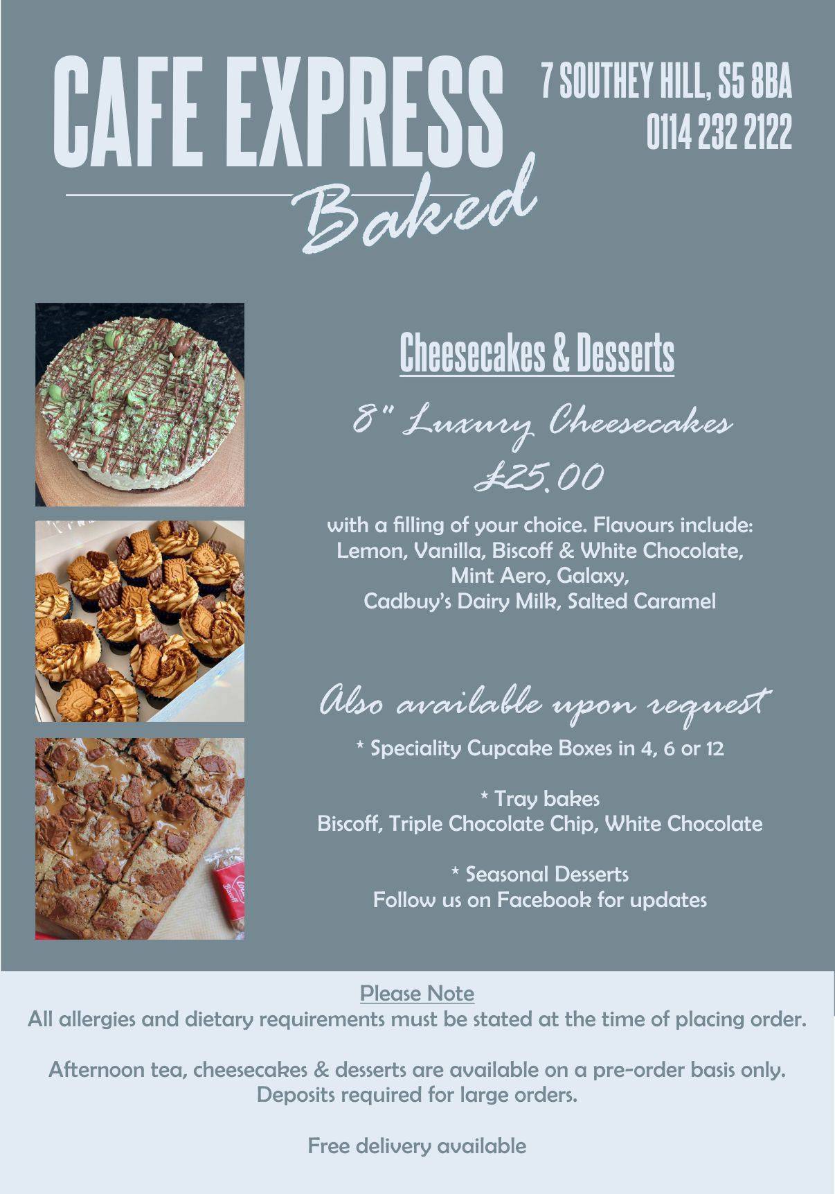 Menu at Cafe Express, Sheffield, 7 Southey Hill