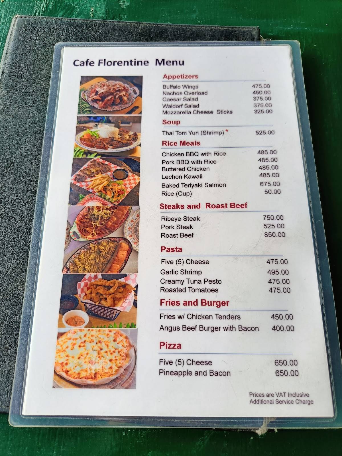 Menu at Cafe Florentine, Antipolo