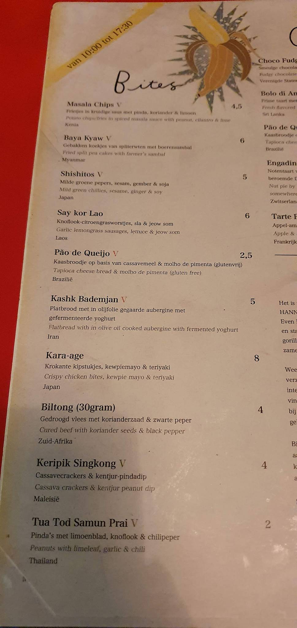 Menu at HANNO - Groots cafe, Delft