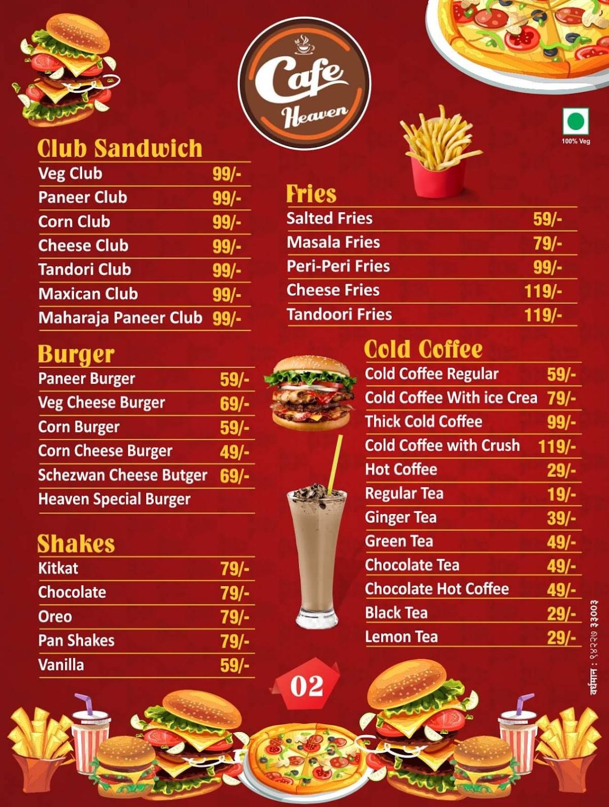 Menu at Cafe Heaven, Amalner
