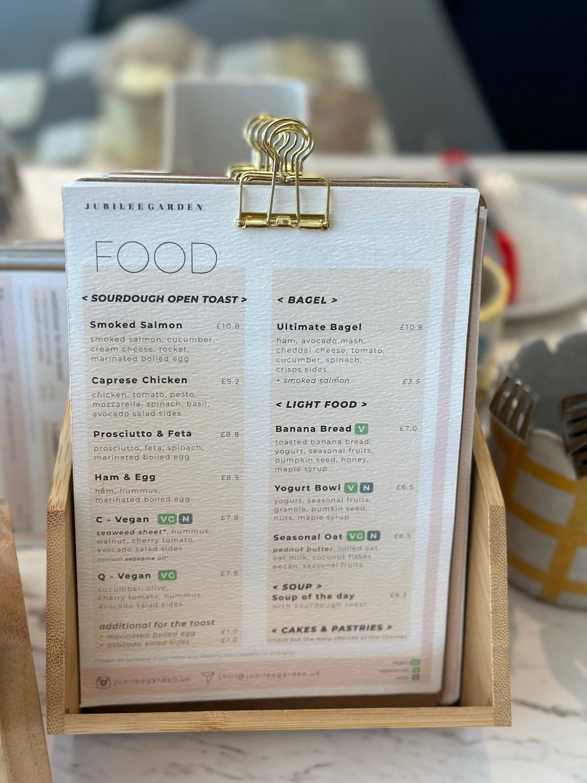 Menu at Jubilee Garden coffee wine cafe, Sutton Coldfield