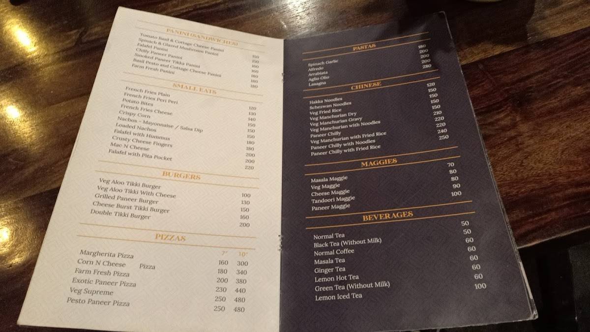 Menu at Café Nadora, Bhopal