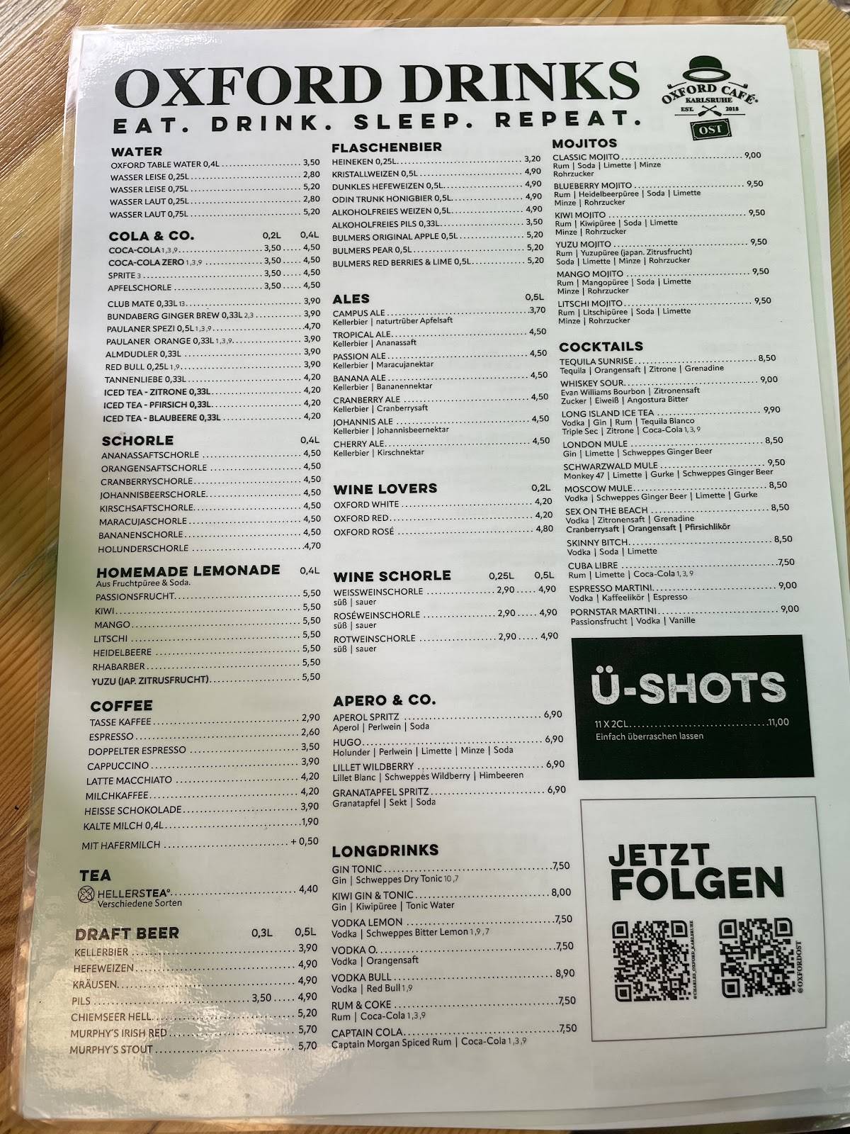 Speisekarte von Oxford OST cafe, Karlsruhe