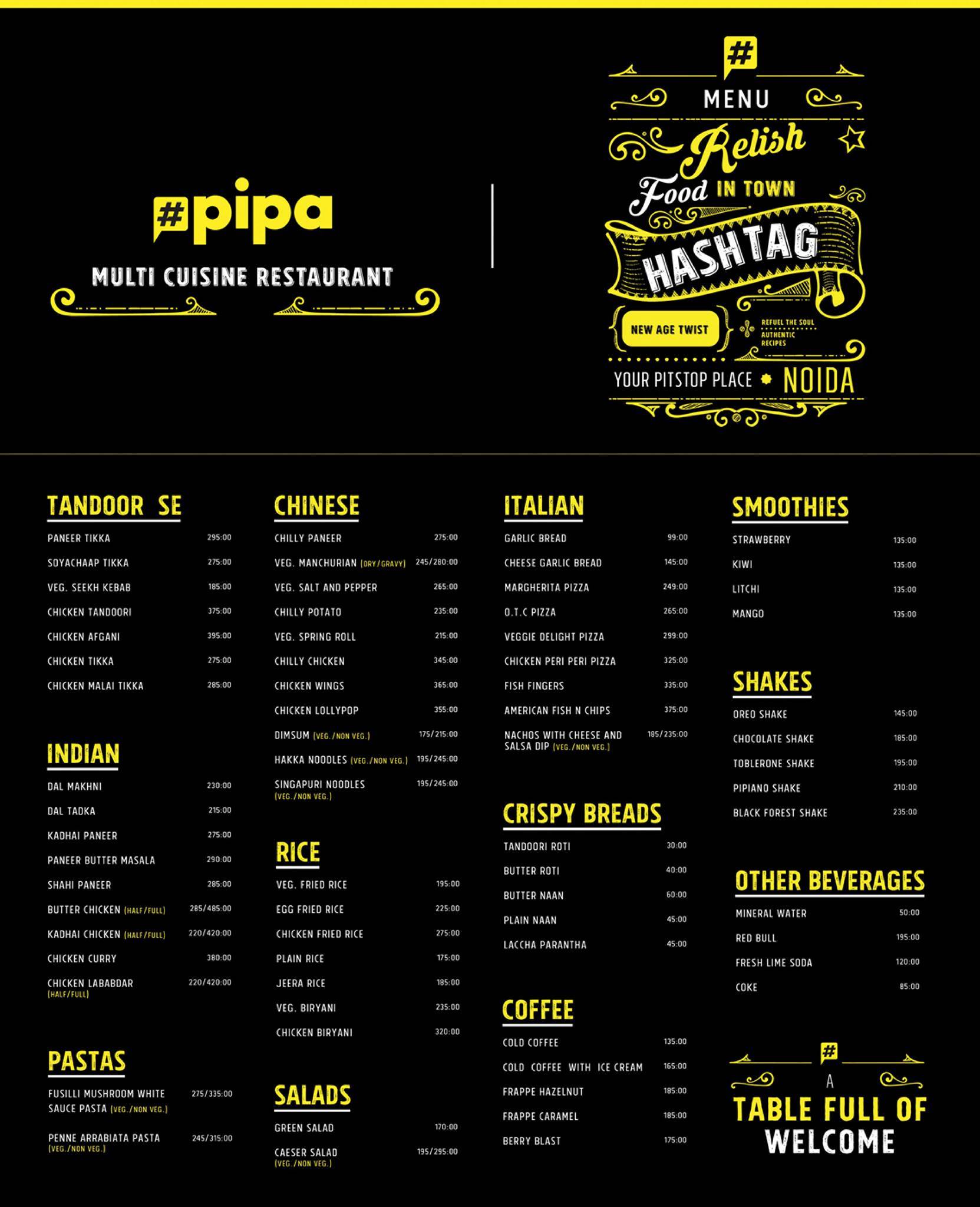Menu at Pipa, Noida, Ganga Shopping Complex