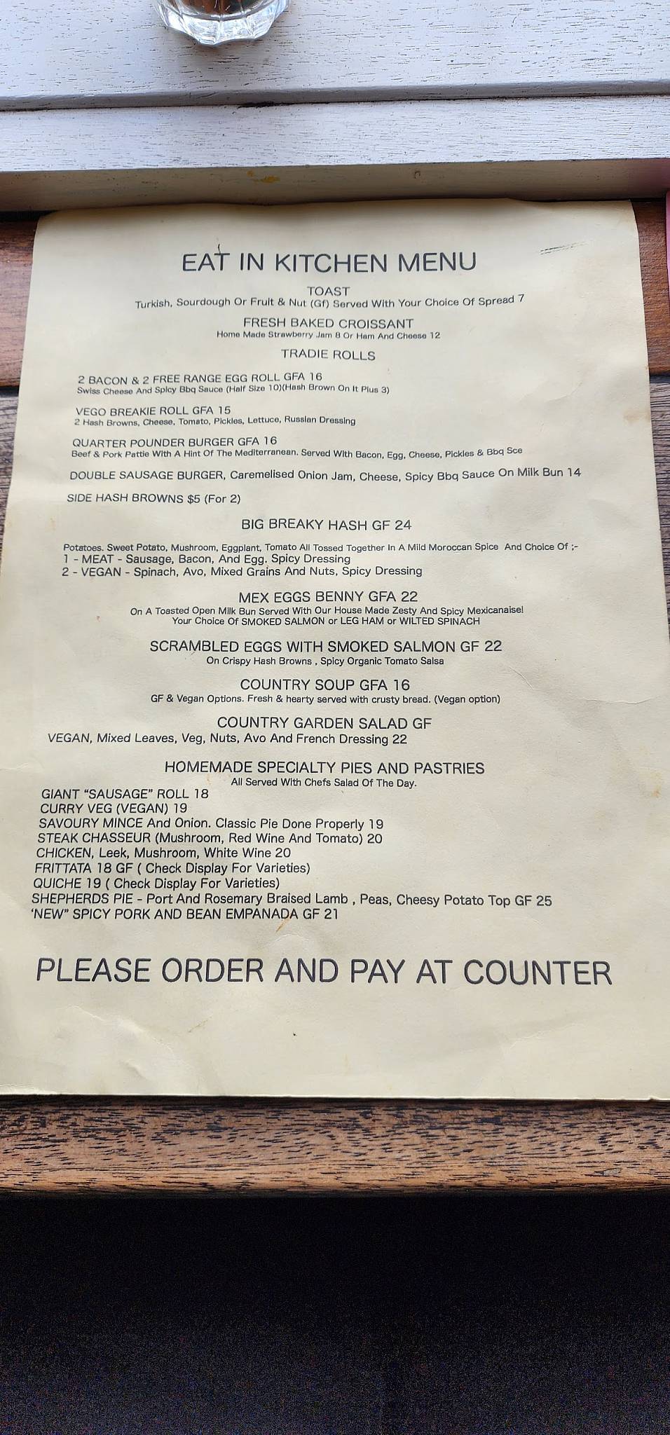 Menu at Potbelly at Medlow cafe, Medlow Bath