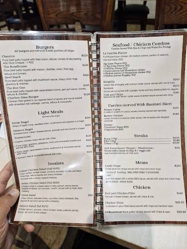 Menu at Cafe Riviera, Johannesburg