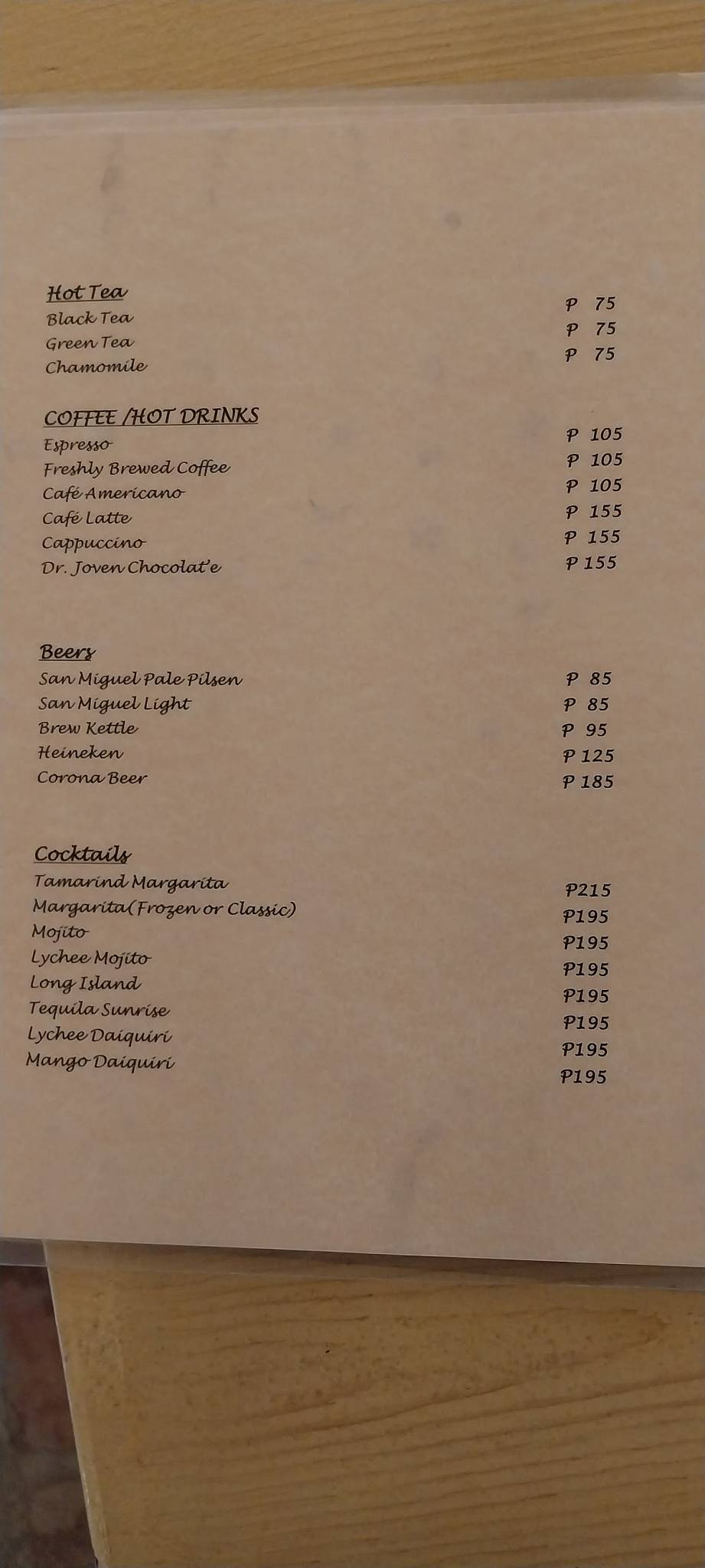 Menu at Café Rizal by Peppermill cafe, Antipolo, H5J7+GP3