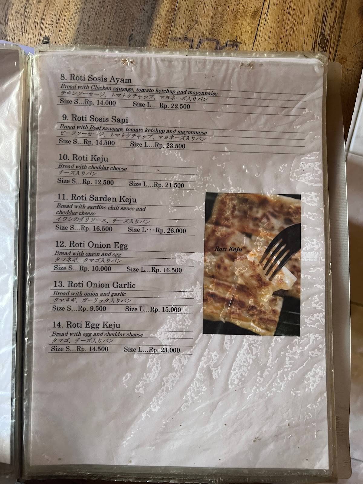 Menu at Roti Canai & Teh Tarik Warung Bunana cafe, Kuta Selatan, Jl ...
