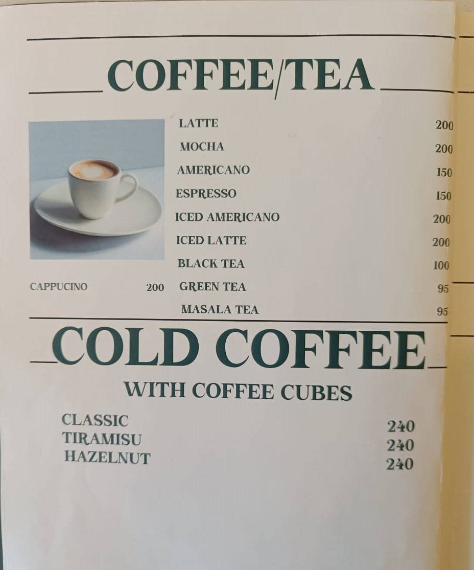 Menu at Cafe Sandoz, New Delhi, N-7, ground floor