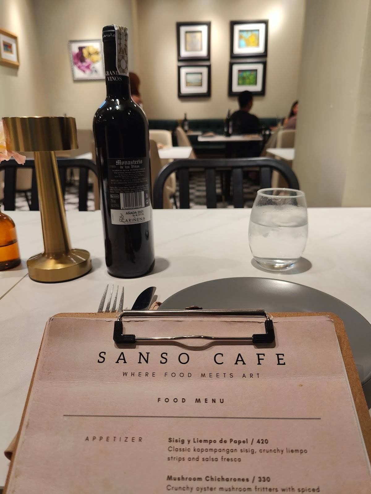 Menu at Cafe Sanso, San Juan, 32 V. Cruz