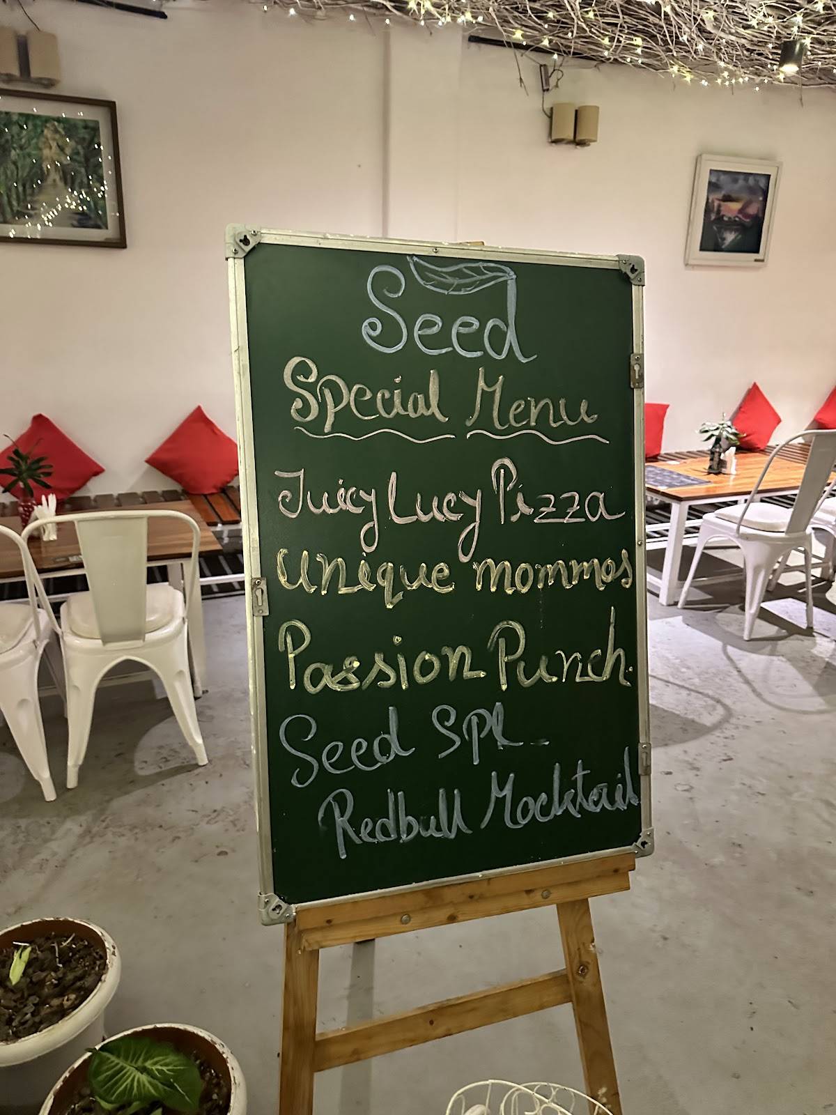 Menu at Seed Cafe, Srirangapatna