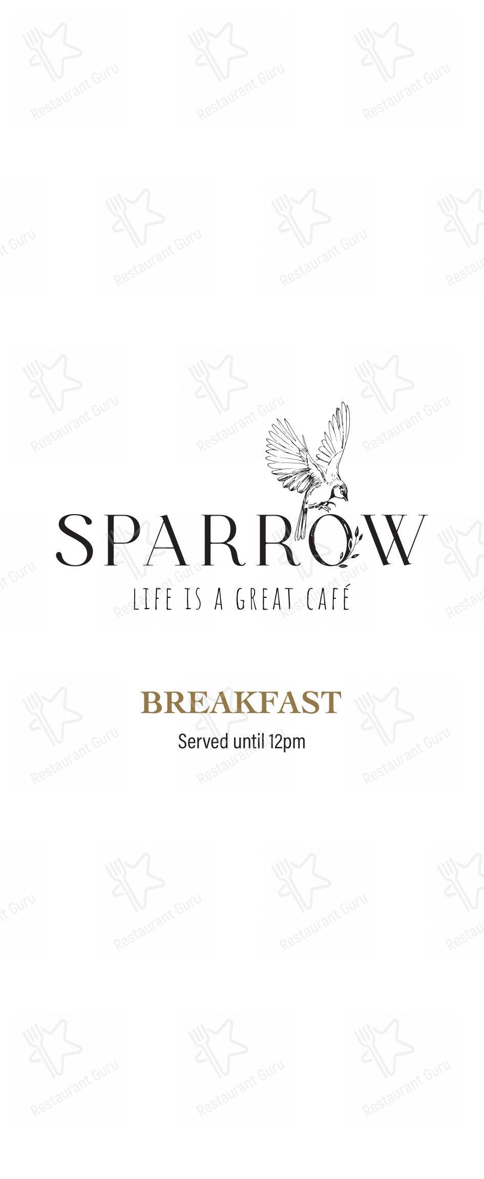 Menu at Café Sparrow restaurant, Outer West Durban