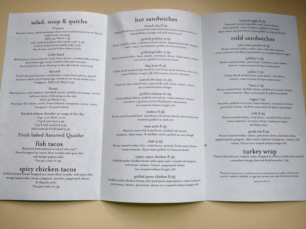Menu at Cafe Stephanie, Newport