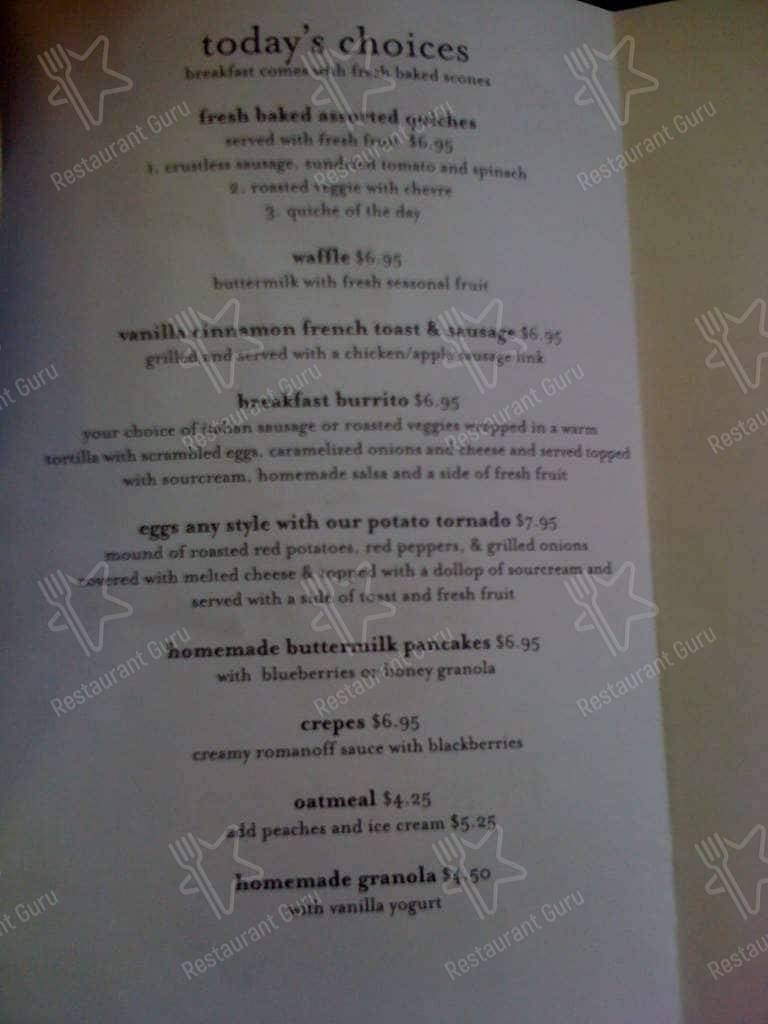 Menu at Cafe Stephanie, Newport